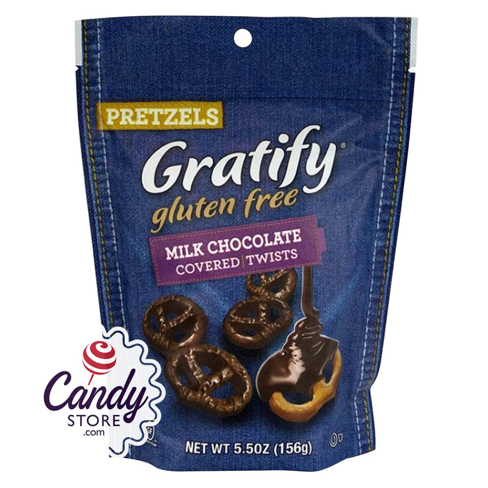 Gratify Gluten Free Milk Chocolate Covered Pretzel Twists 5.5oz Pouch 12ct - CandyStore.com