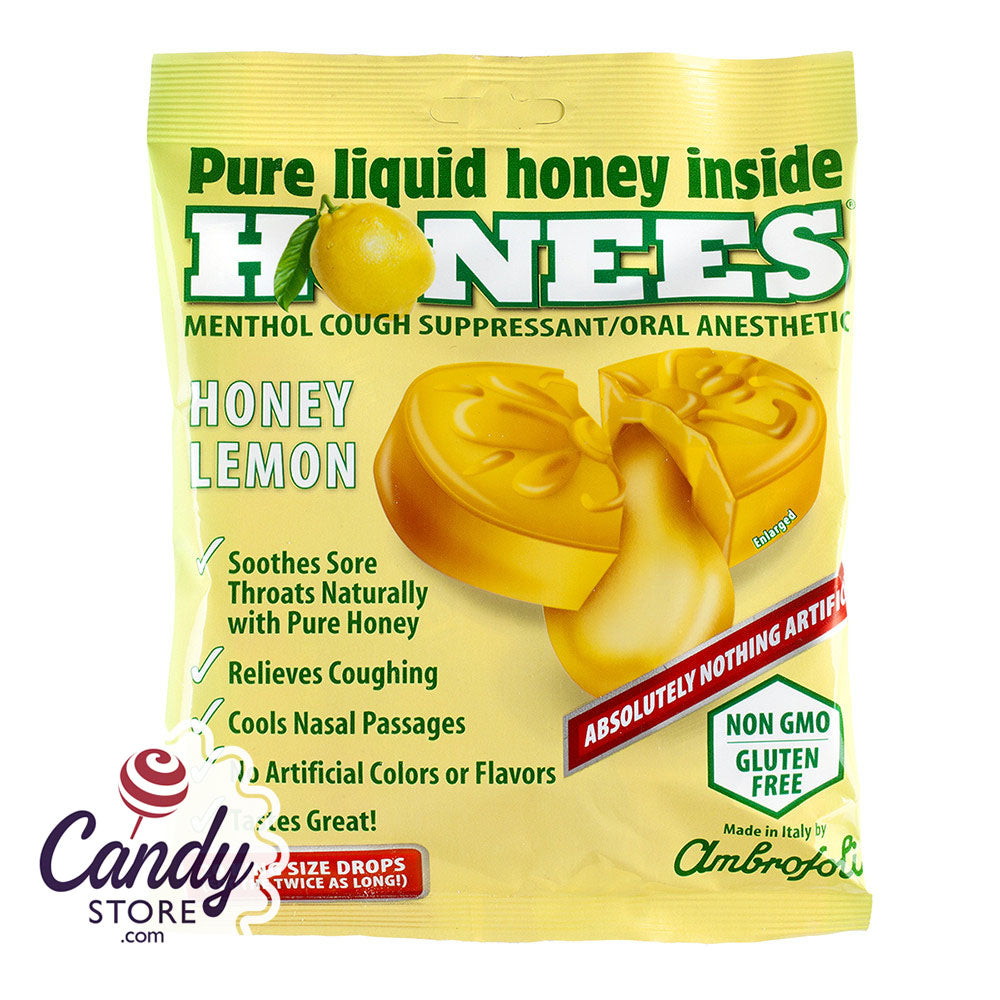 Honees Honey Lemon Cough Drops 20 Pc Peg Bag - 12ct – CandyStore.com