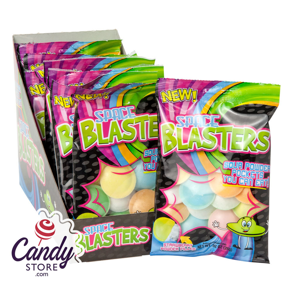 Space Blasters Sour Powder Filled Discs 0.92oz Peg Bag - 12ct – CandyStore.com