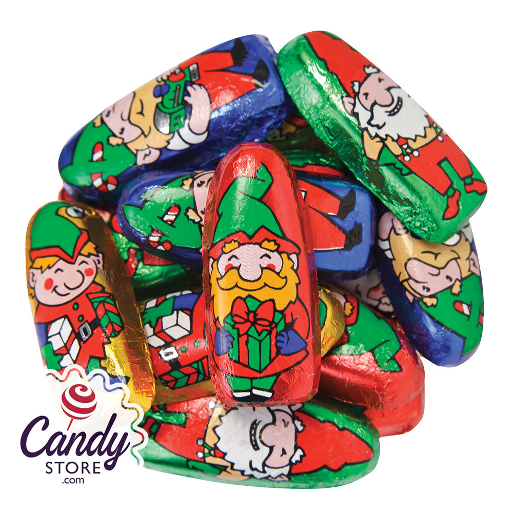 Madelaine Mini Choc Santas & Elves 10lb Milk Foiled - CandyStore.com