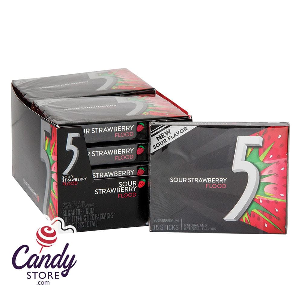 5 Flood Sour Strawberry Gum - 10ct | CandyStore.com