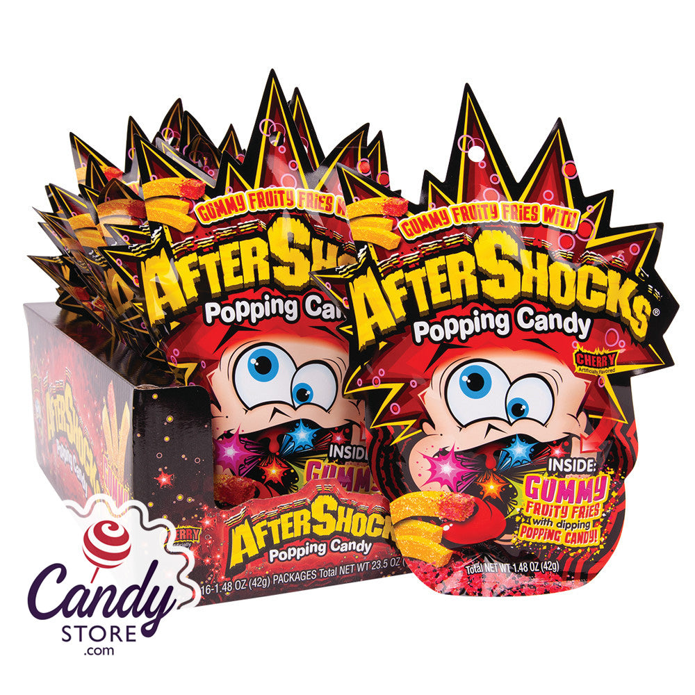 Aftershocks Popping Cherry Gummy Fries Candy 16ct - CandyStore.com
