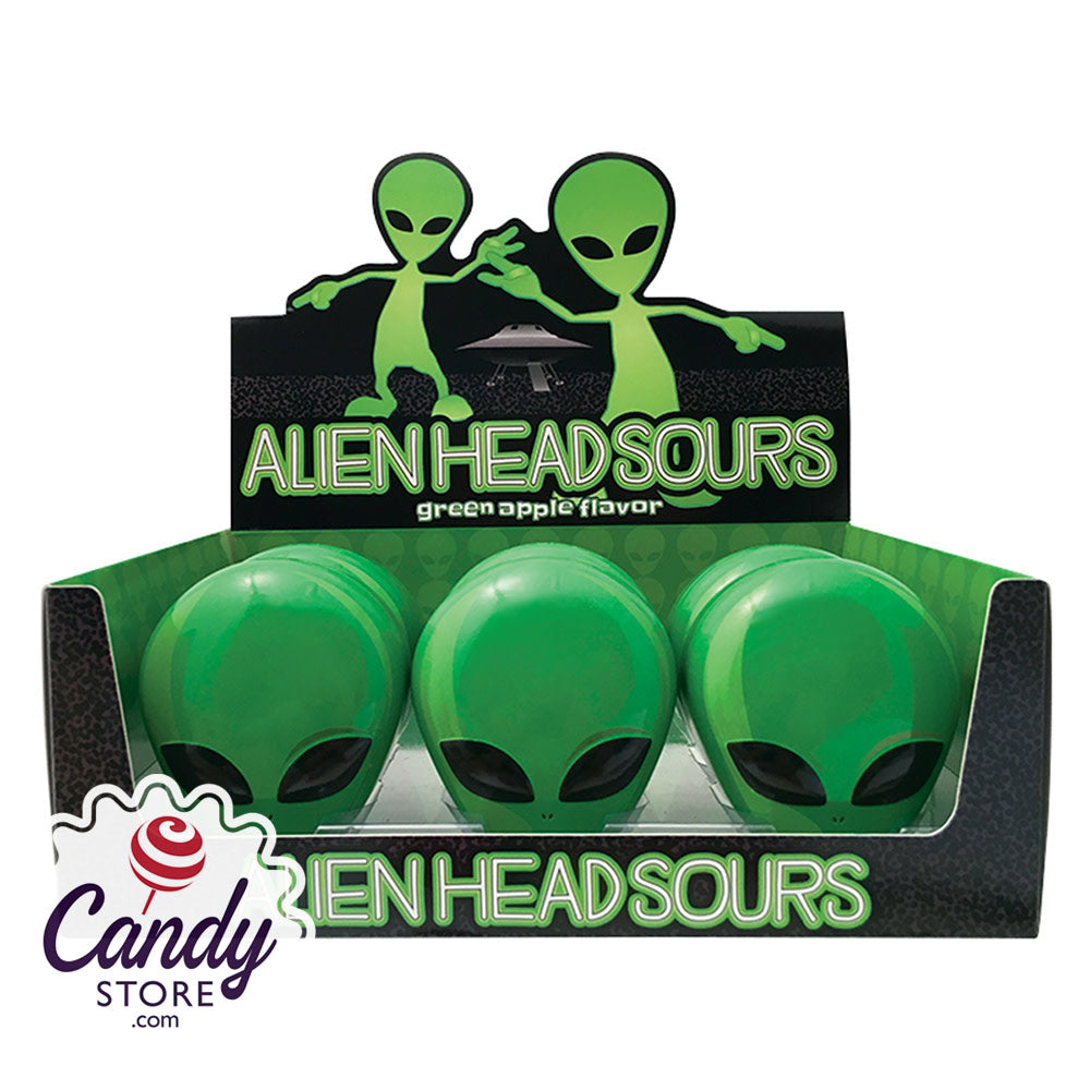 Alien Head Sours Green Apple Candy 1oz Tin 12ct - CandyStore.com