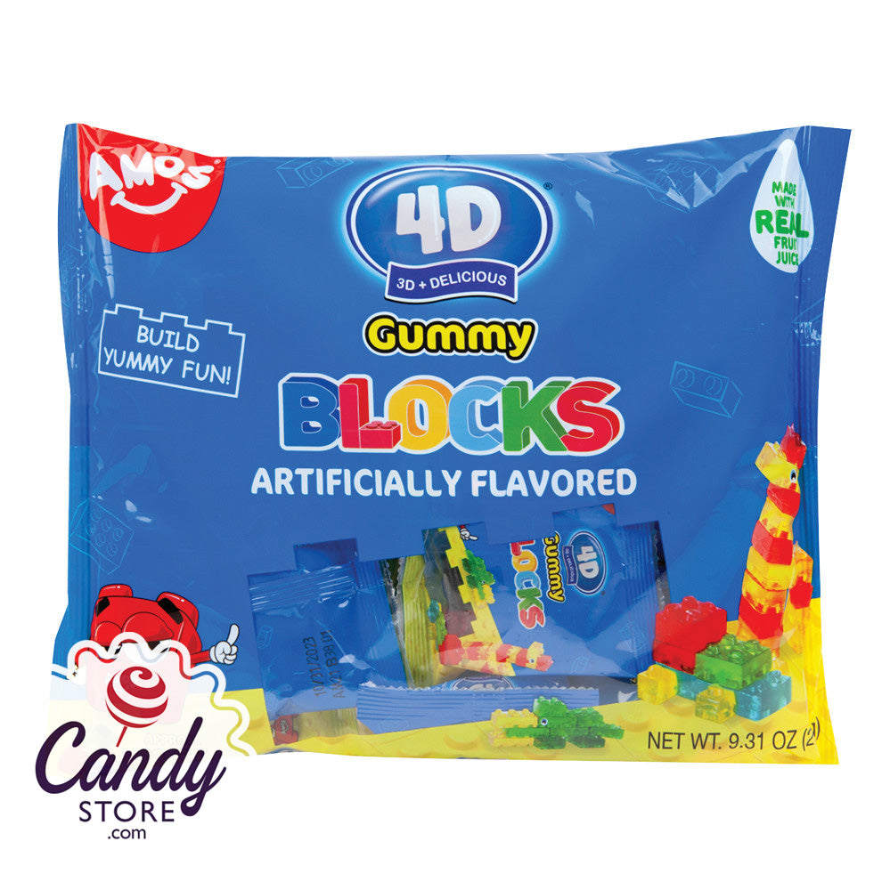 Amos 4D Gummy Blocks Candy Fun Size Bags 12ct - CandyStore.com