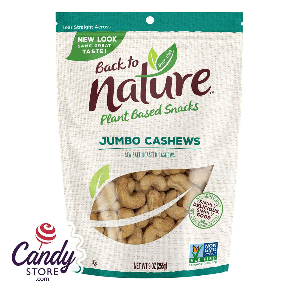 Back To Nature Jumbo Cashews 9oz Pouch 9ct - CandyStore.com