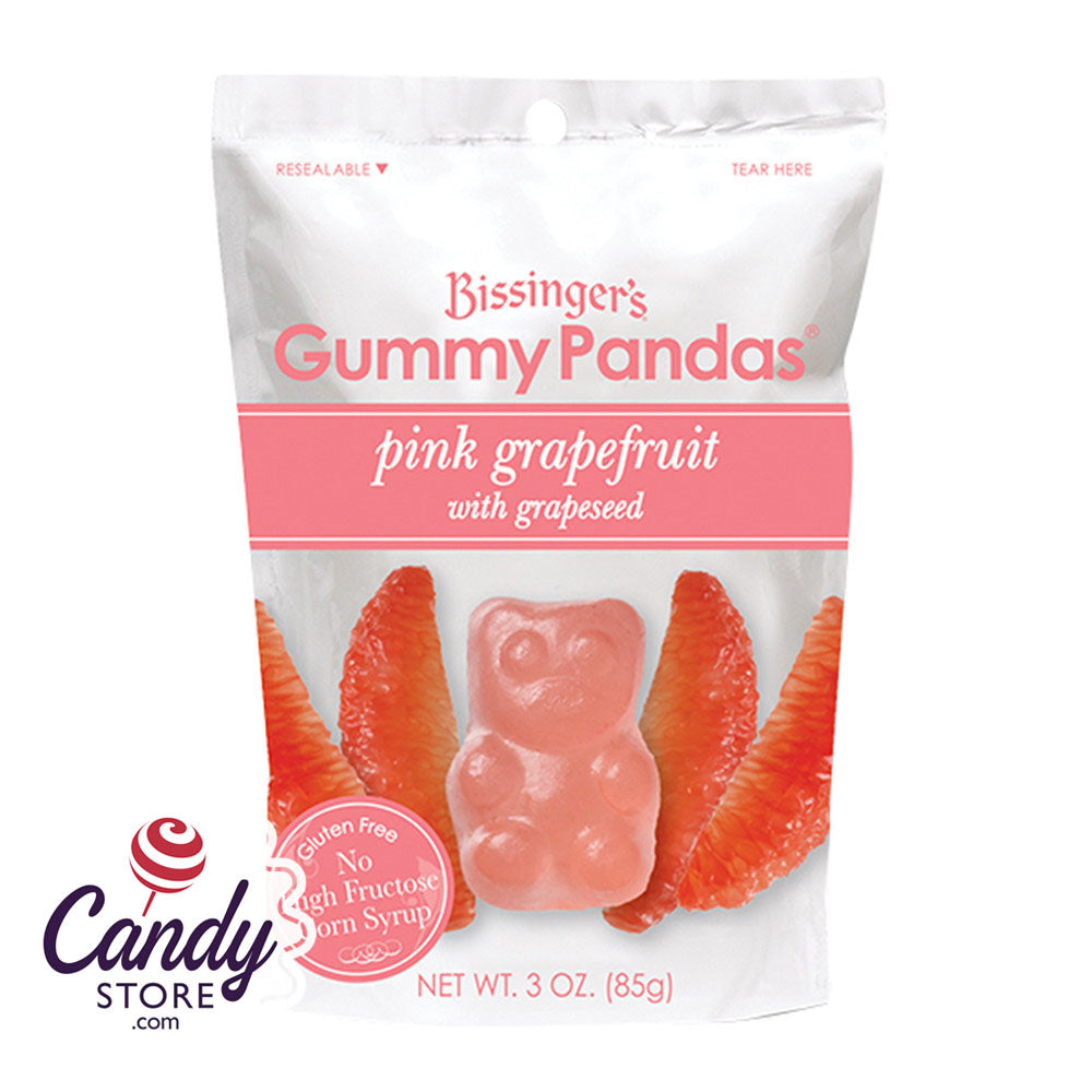 Bissinger's Pink Grapefruit Gummy Pandas 3oz Pouch 12ct - CandyStore.com