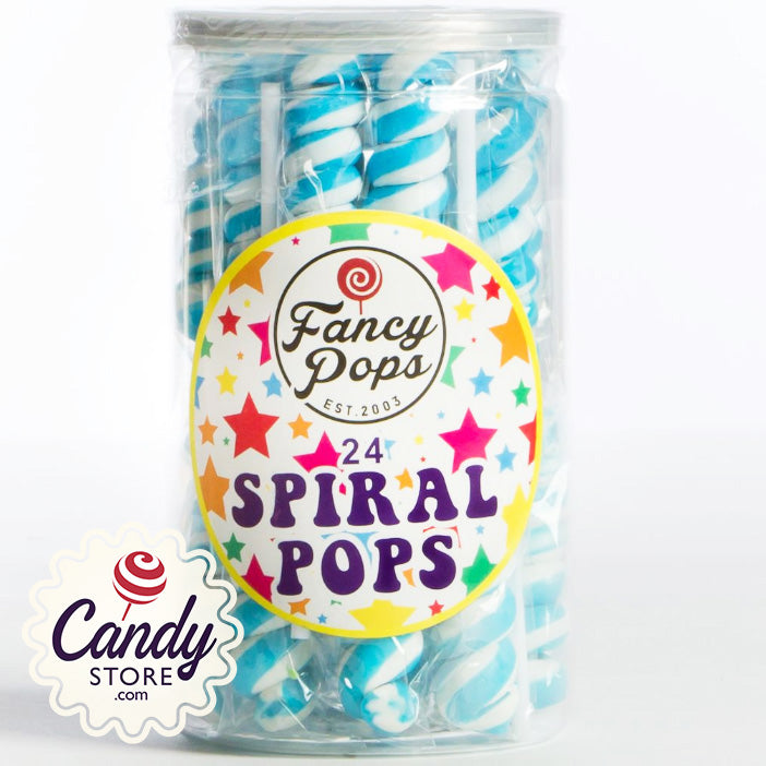 Blue Spiral Lollipops Fancy Pops - 24ct | CandyStore.com