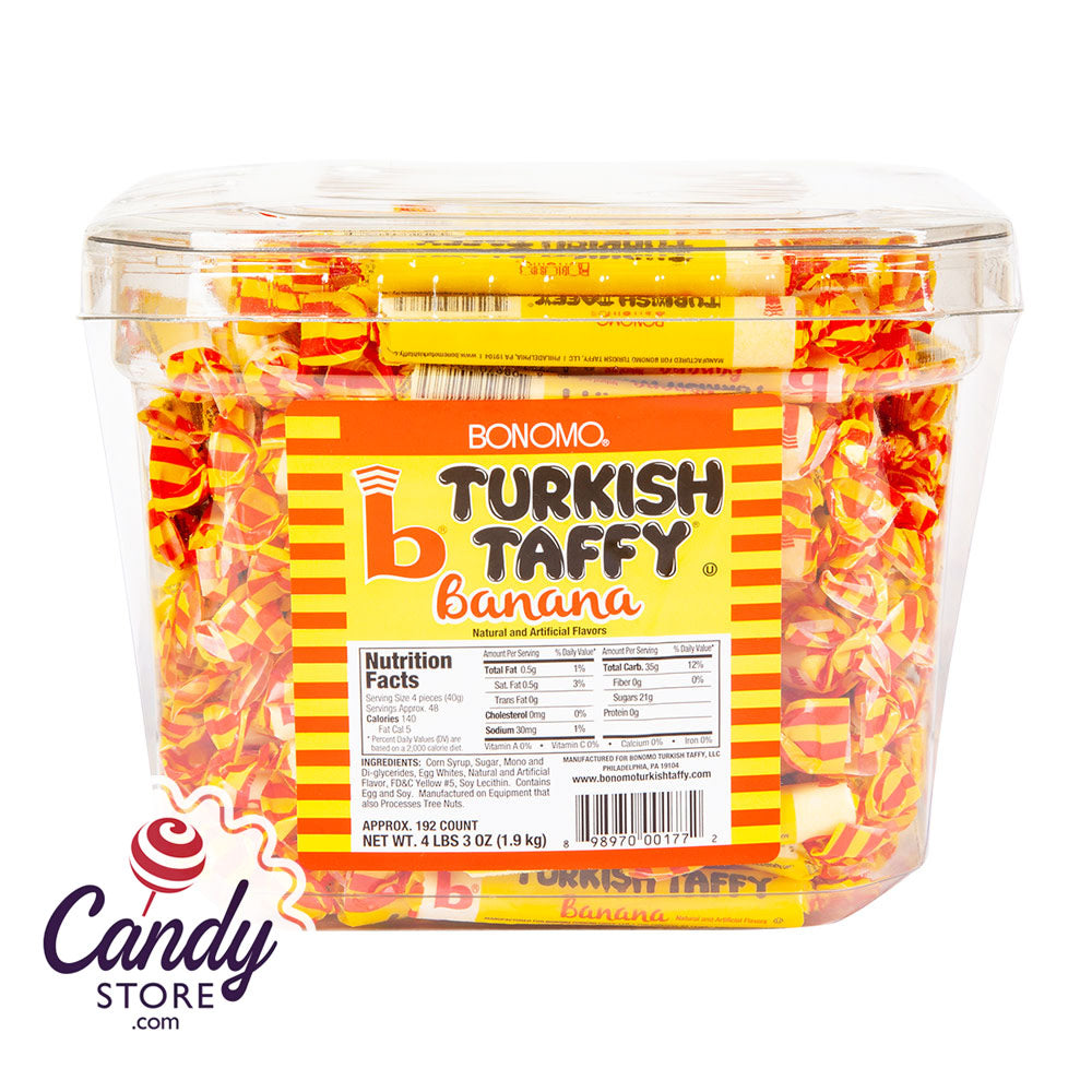 Bonomo Turkish Taffy Twists Banana 192ct - CandyStore.com