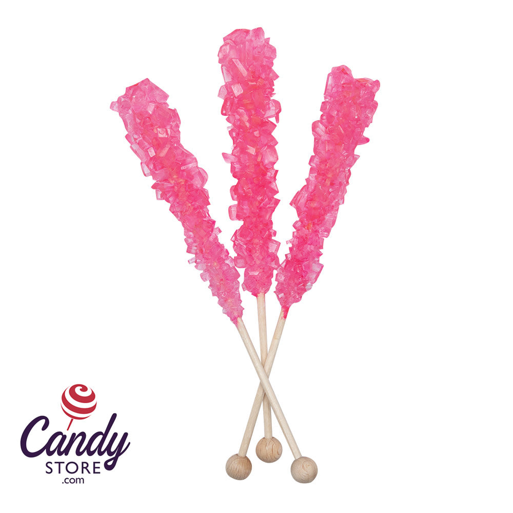 Pink Bubble Gum Rock Candy Sticks Unwrapped 100ct - CandyStore.com