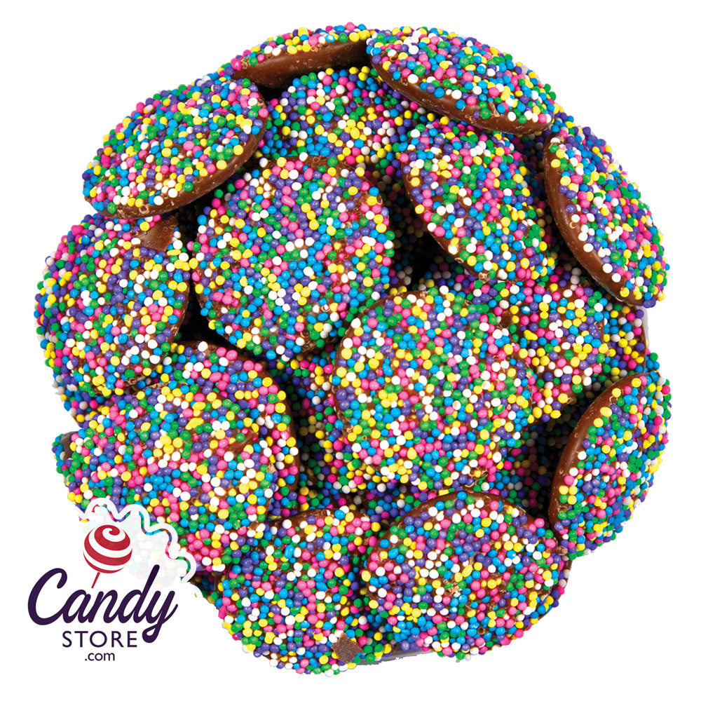Bulk Chocolate Nonpareils w Seeds Rainbow & White 6lb - CandyStore.com
