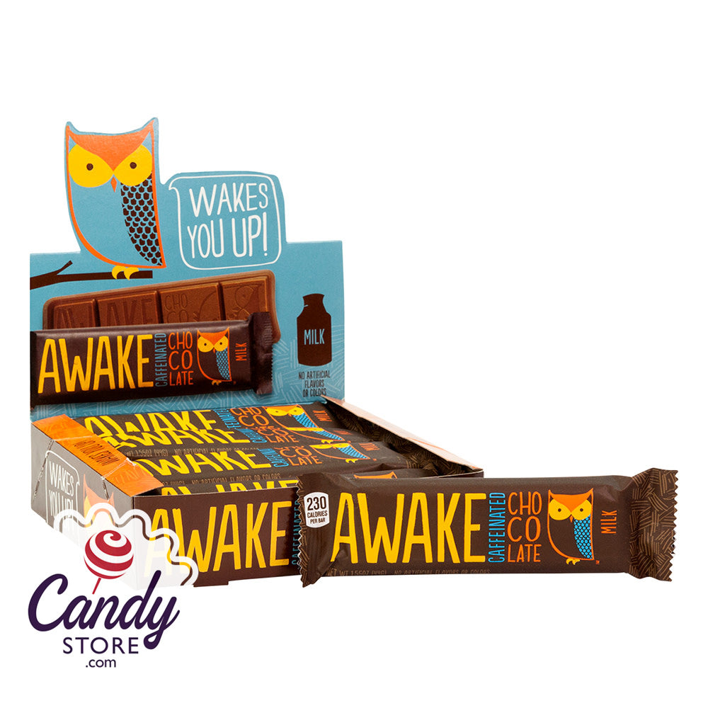 Caffeinated Awake Milk Chocolate 1.55oz Bar 12ct - CandyStore.com