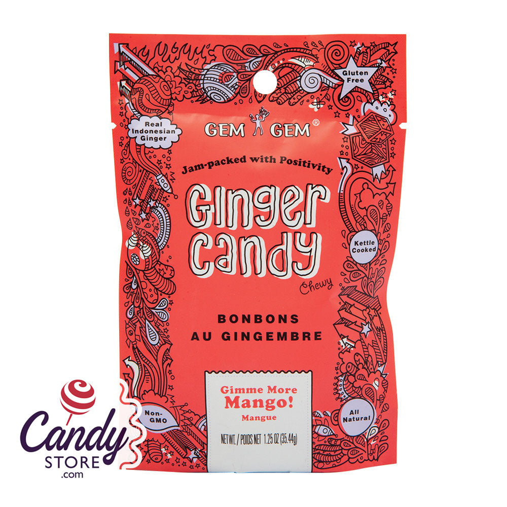 Chewy Mango Gem Gem Ginger Candy 12ct Peg Bags - CandyStore.com