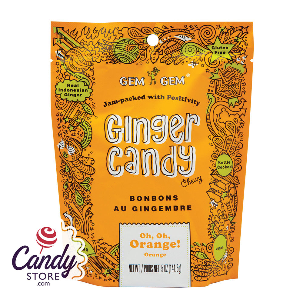 Chewy Orange Gem Gem Ginger Candy 12ct Peg Bags - CandyStore.com