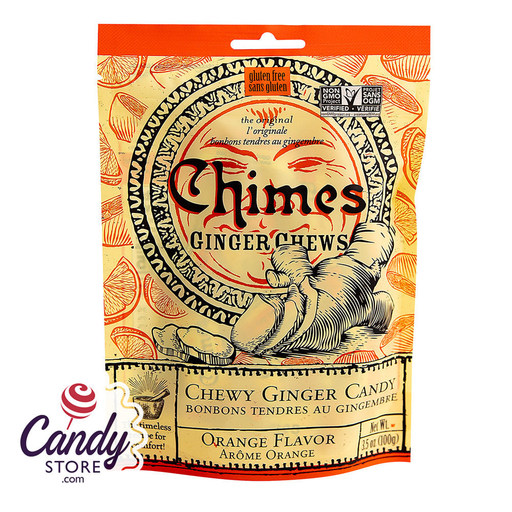 Chimes Orange Ginger Chews 3.5oz Peg Bags 72ct - CandyStore.com