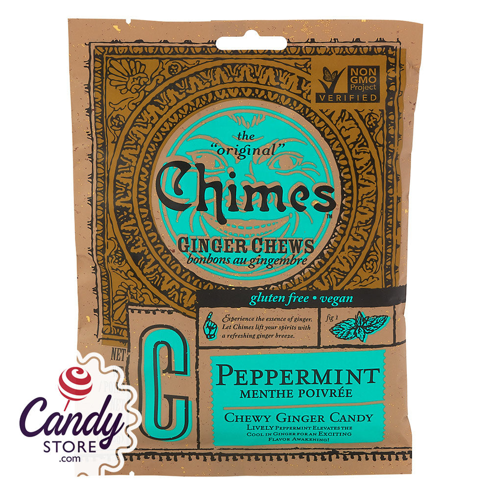 Chimes Peppermint Ginger Chews 5oz Peg Bags 20ct - CandyStore.com