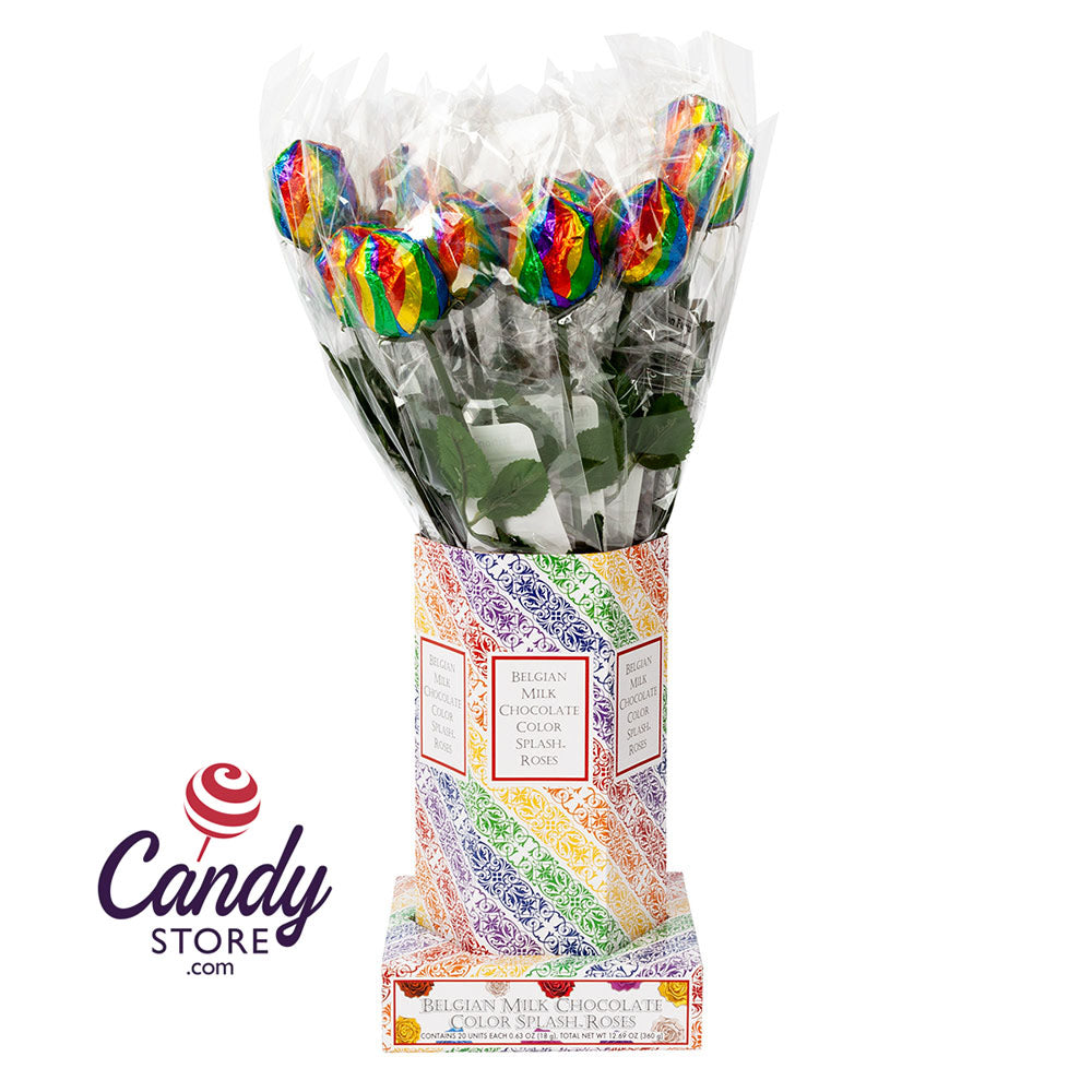 Chocolate Roses Rainbow Colored Foil 20ct - CandyStore.com