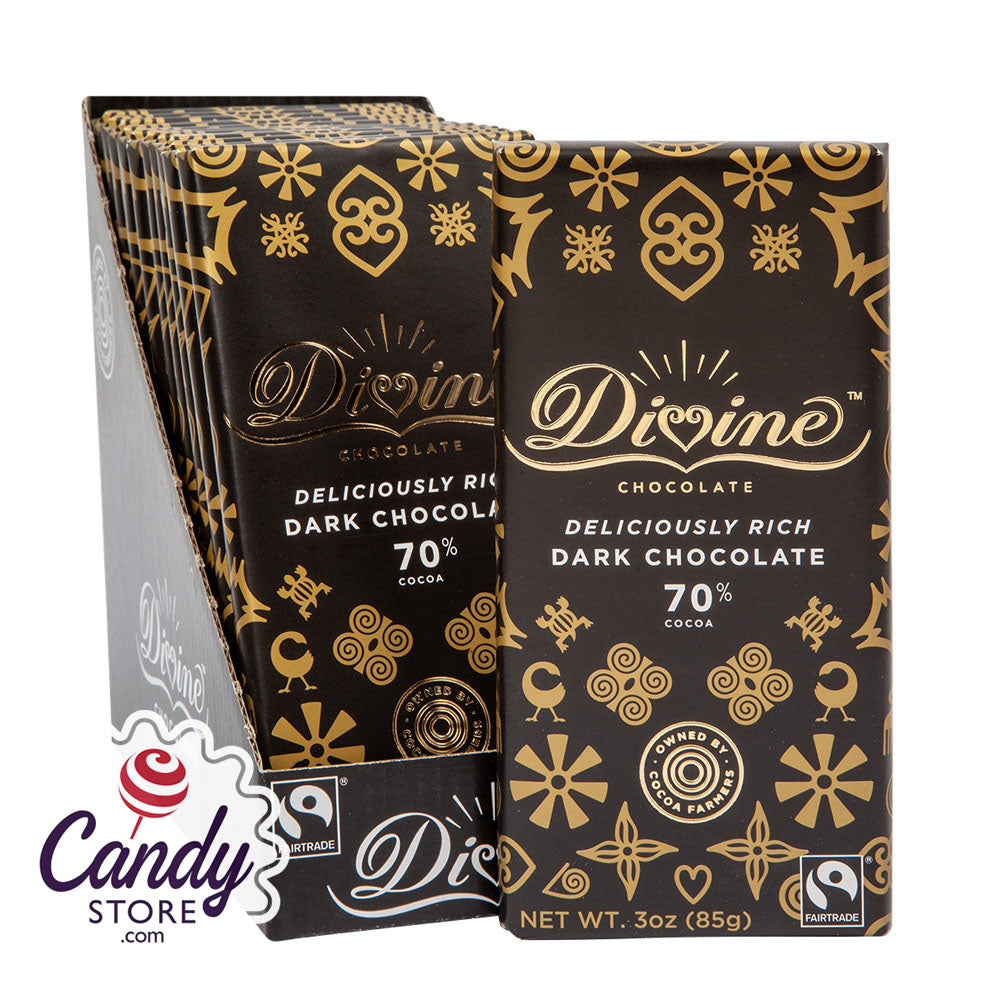 Divine 70% Dark Chocolate 3oz Bar - 12ct | CandyStore.com