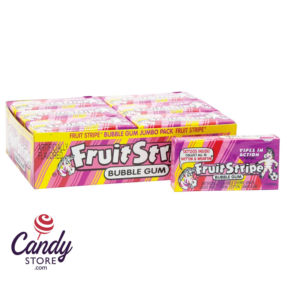 Fruit Stripe Bubblegum Packs - 12ct | CandyStore.com