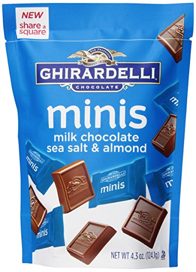 Ghirardelli Minis Milk Chocolate Sea Salt & Almond Squares Pouch - 6ct