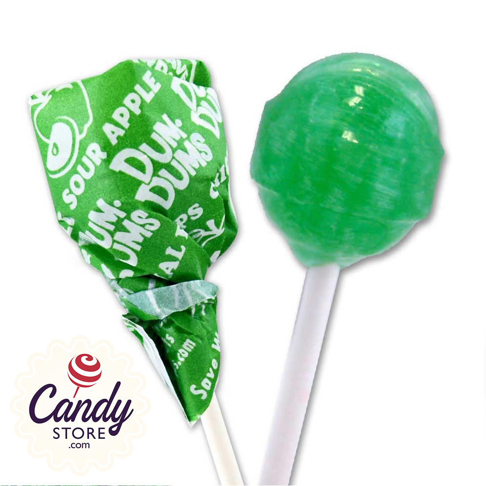 Green Dum Dums Lollipops Sour Apple - 75ct | CandyStore.com