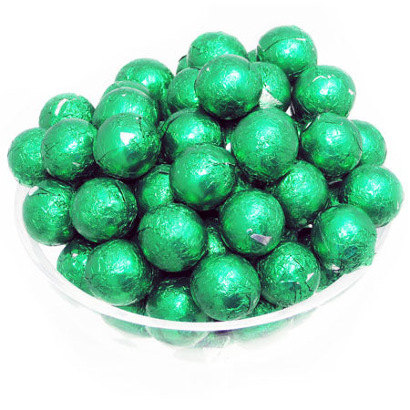 Green Foil Chocolate Balls - 10lb Bulk | CandyStore.com