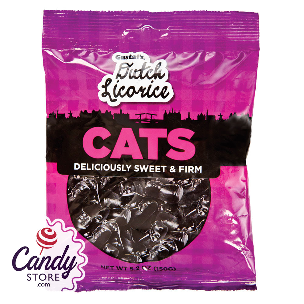 Gustaf's Licorice Cats 5.2oz Peg Bag - 12ct | CandyStore.com