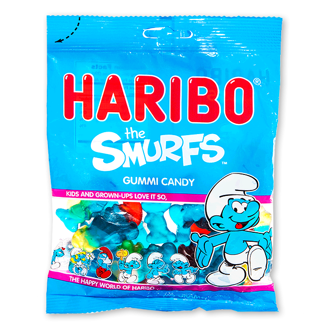Haribo Smurfs Gummi Candy 5oz Bag - 12ct | CandyStore.com