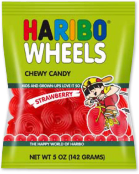 Haribo Strawberry Wheels Bag - 12ct | CandyStore.com