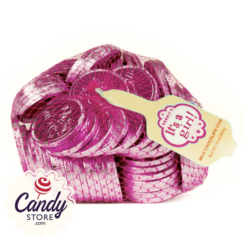 It's a Girl Pink Chocolate Coins Fort Knox 1.5-inch - 1lb – CandyStore.com