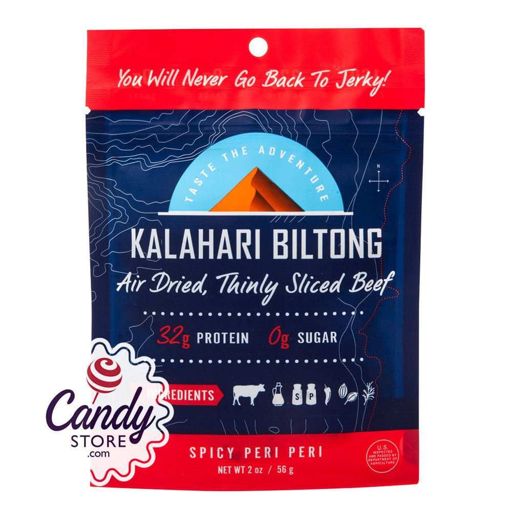 Kalahari Biltong Spicy Peri Peri Beef 2oz Pouch 8ct - CandyStore.com