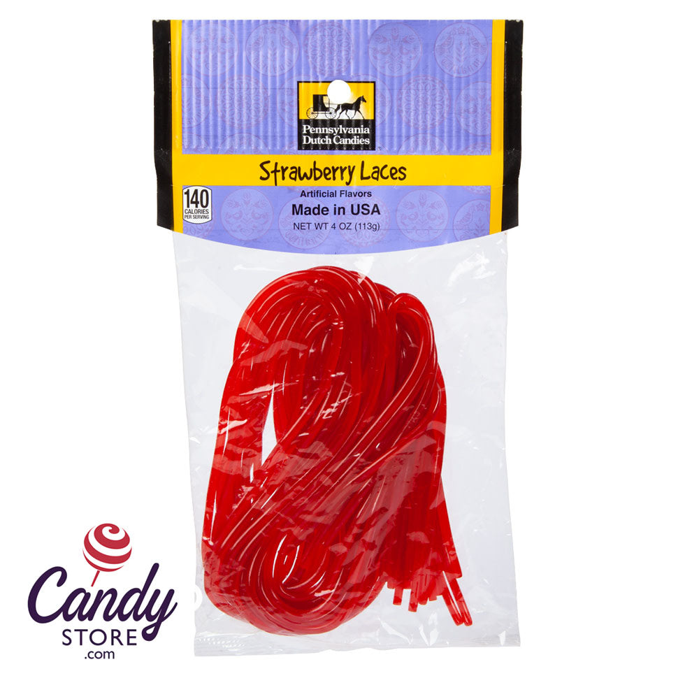 Licorice Laces Straw Clear Window Peg Bags 4oz 12ct - CandyStore.com
