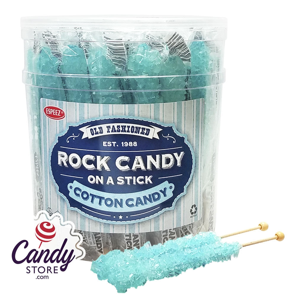 Light Blue Rock Candy Sticks Cotton Candy 36ct Jar - CandyStore.com