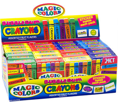 Magic Colors Bubble Gum Crayons Candy 24ct - CandyStore.com