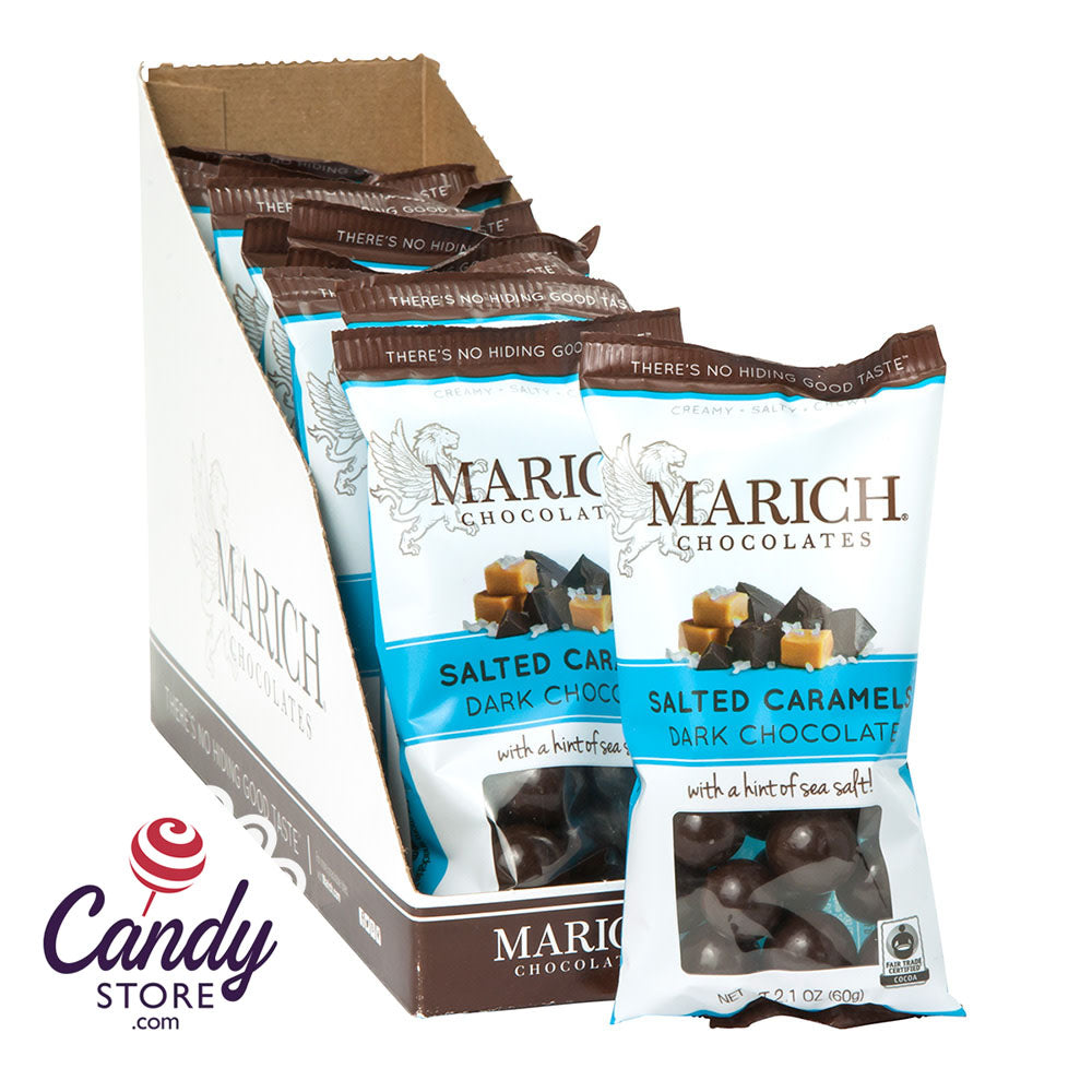 Dark Chocolate Sea Salt Caramels Marich 12ct - CandyStore.com
