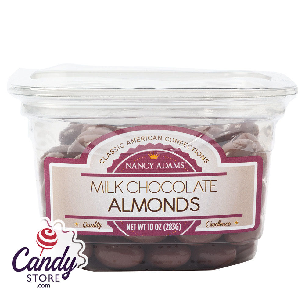 Milk Chocolate Almonds 10oz Tub Nancy Adams - 12ct – CandyStore.com
