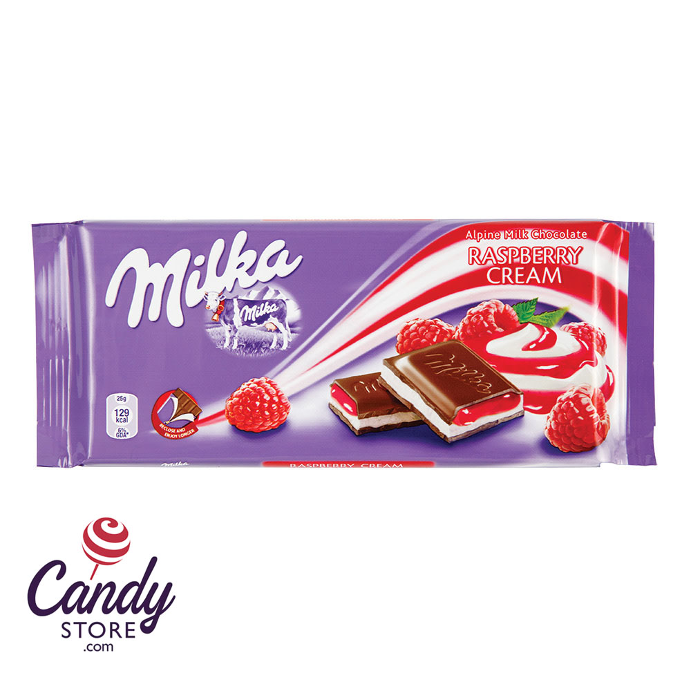 Milka Raspberry Cream Bar 3.5oz - 22ct | CandyStore.com