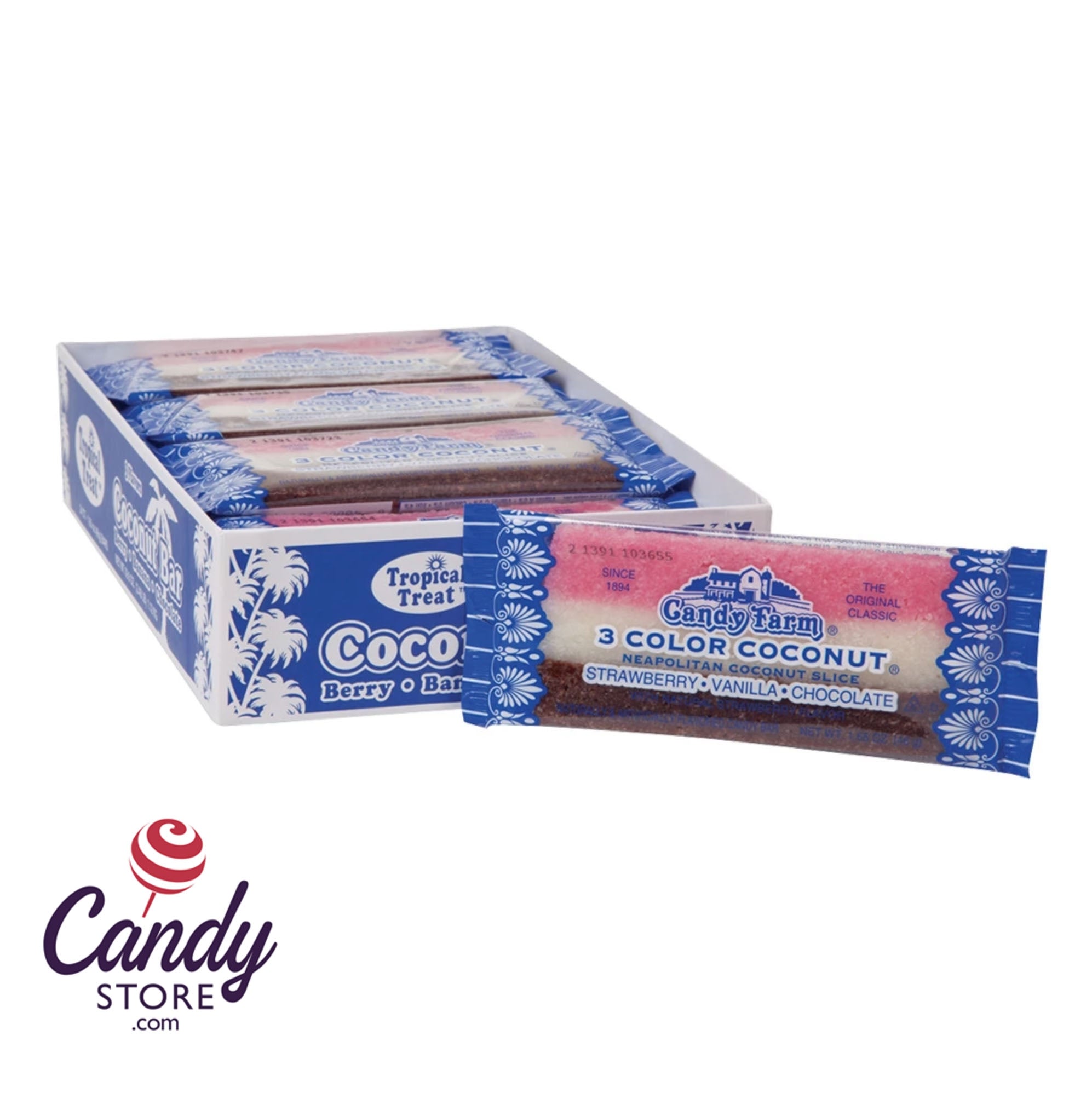 Neapolitan Coconut Bar - 24ct Box | CandyStore.com