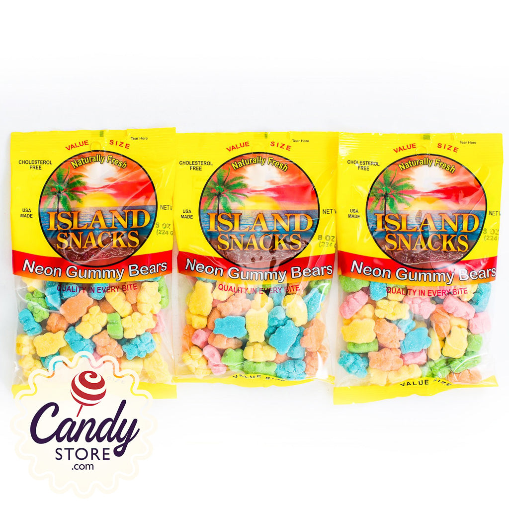 Neon Gummy Bears Island Snacks - 6ct Bags | CandyStore.com