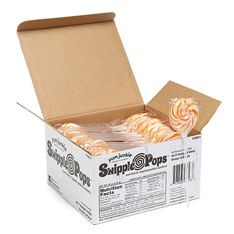 Orange Swipple Pops - 48ct Petite Swirly Lollipops