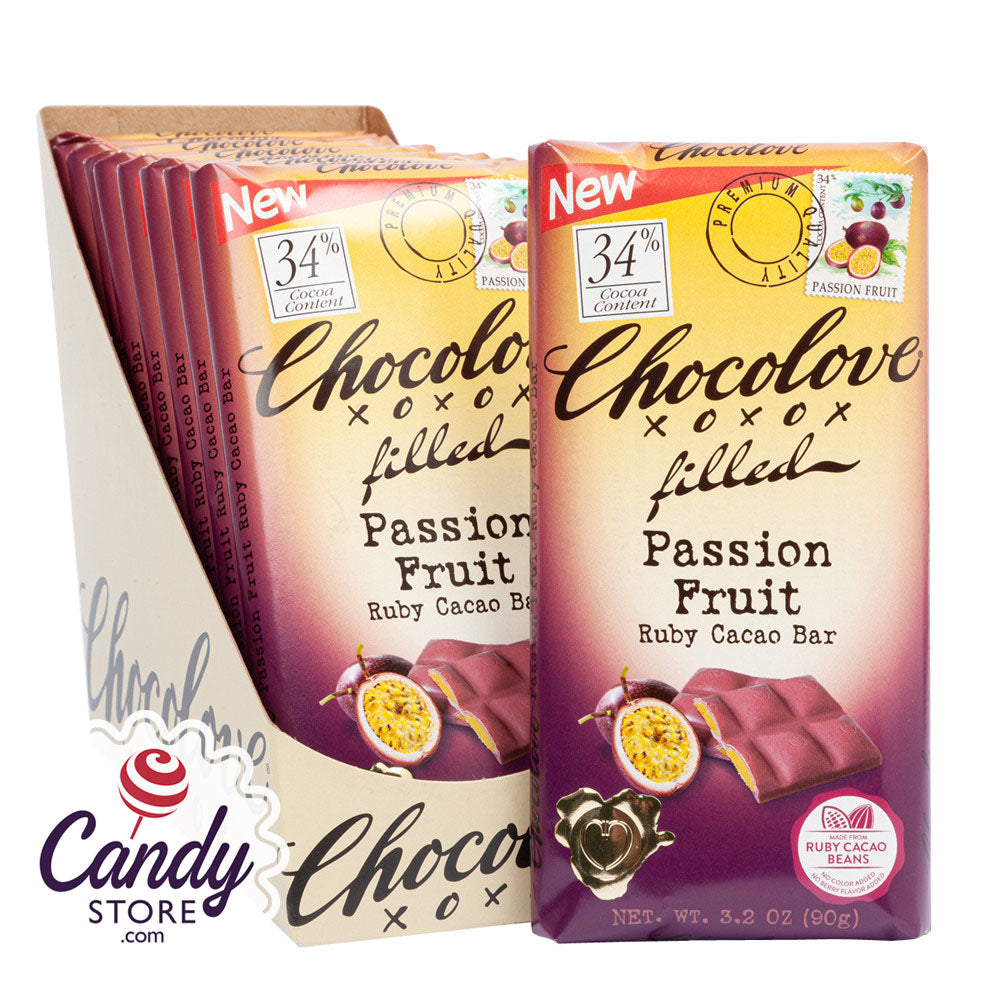 Passion Fruit Ruby Cocoa Chocolove 3.2oz Bar - 10ct – CandyStore.com