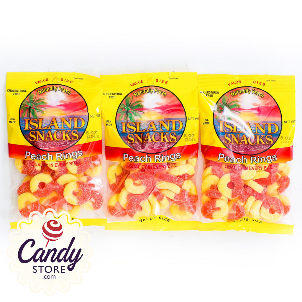 Peach Gummy Rings Island Snacks - 6ct Bags | CandyStore.com