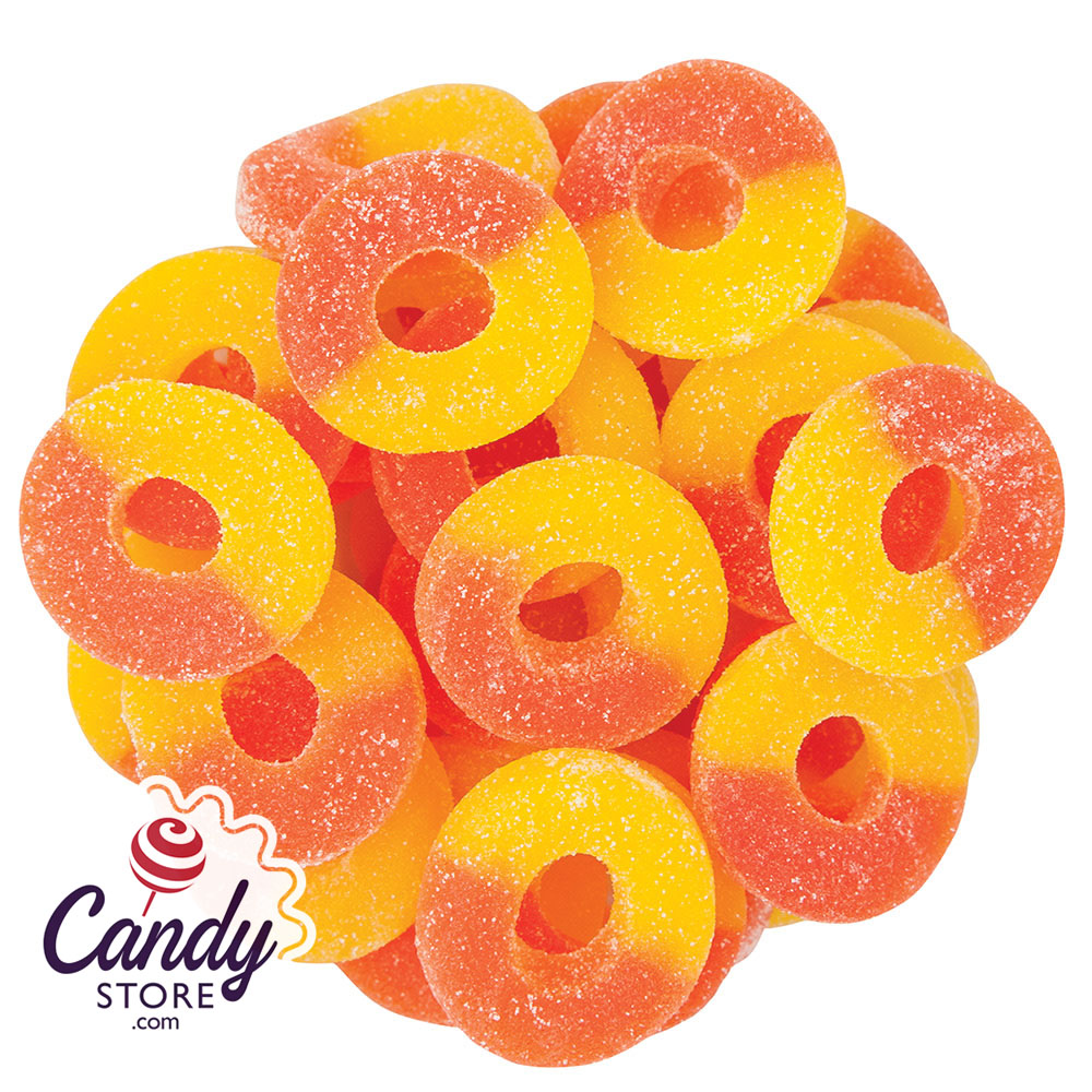 Peach Os Gummi Rings - 5lb Bulk | CandyStore.com