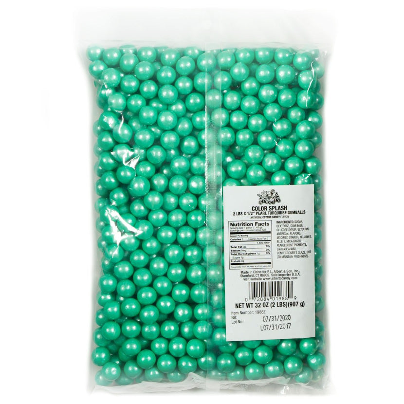 Pearl Turquoise Color Splash Gumballs - 2lb | CandyStore.com