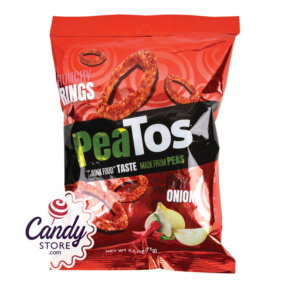 Peatos Fiery Onion Crunchy Rings 2.5oz Peg Bags 8ct - CandyStore.com