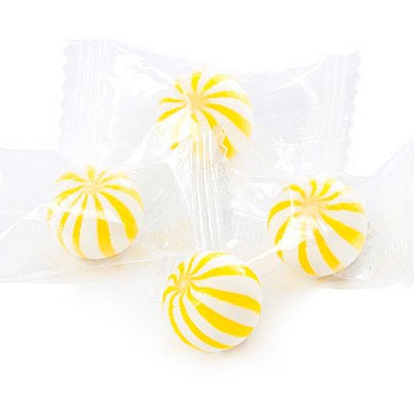 Petite Yellow Striped Balls - 5lb Bulk | CandyStore.com