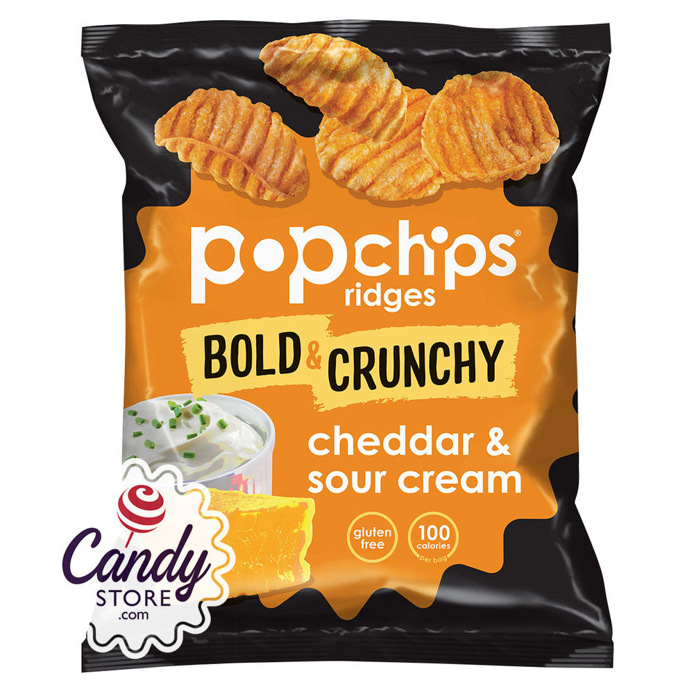 Popchips Ridges Cheddar And Sour Cream Potato Chips 0.8oz Bags 24ct ...