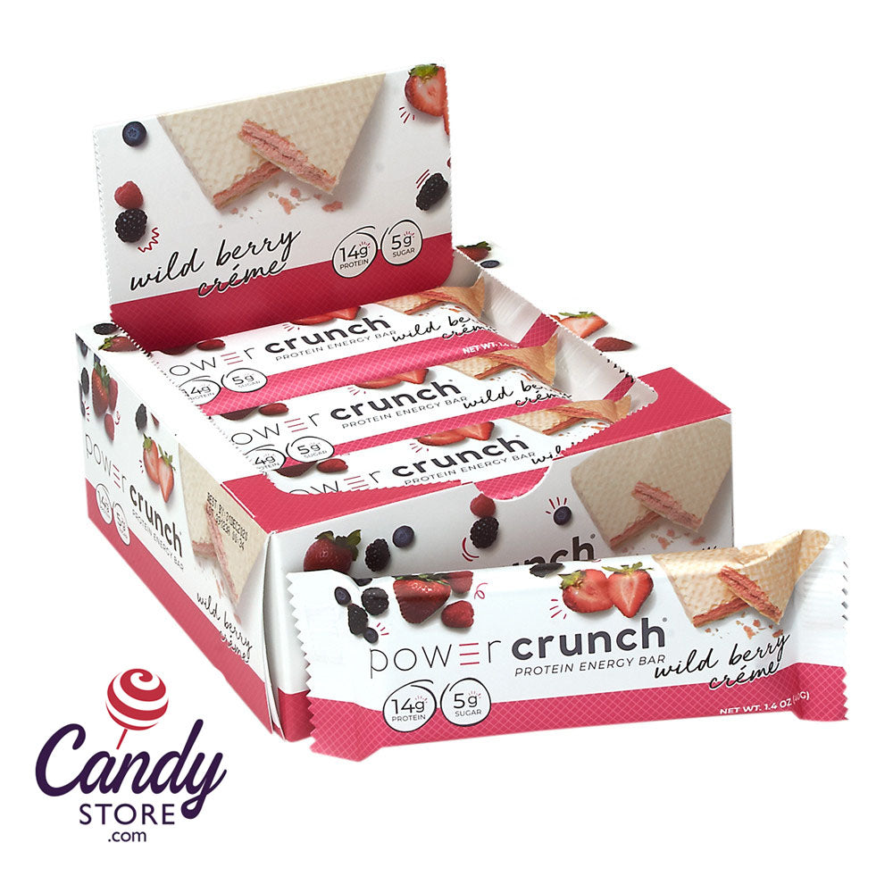 Power Crunch Wild Berry Creme Bar 1.4oz 12ct - CandyStore.com