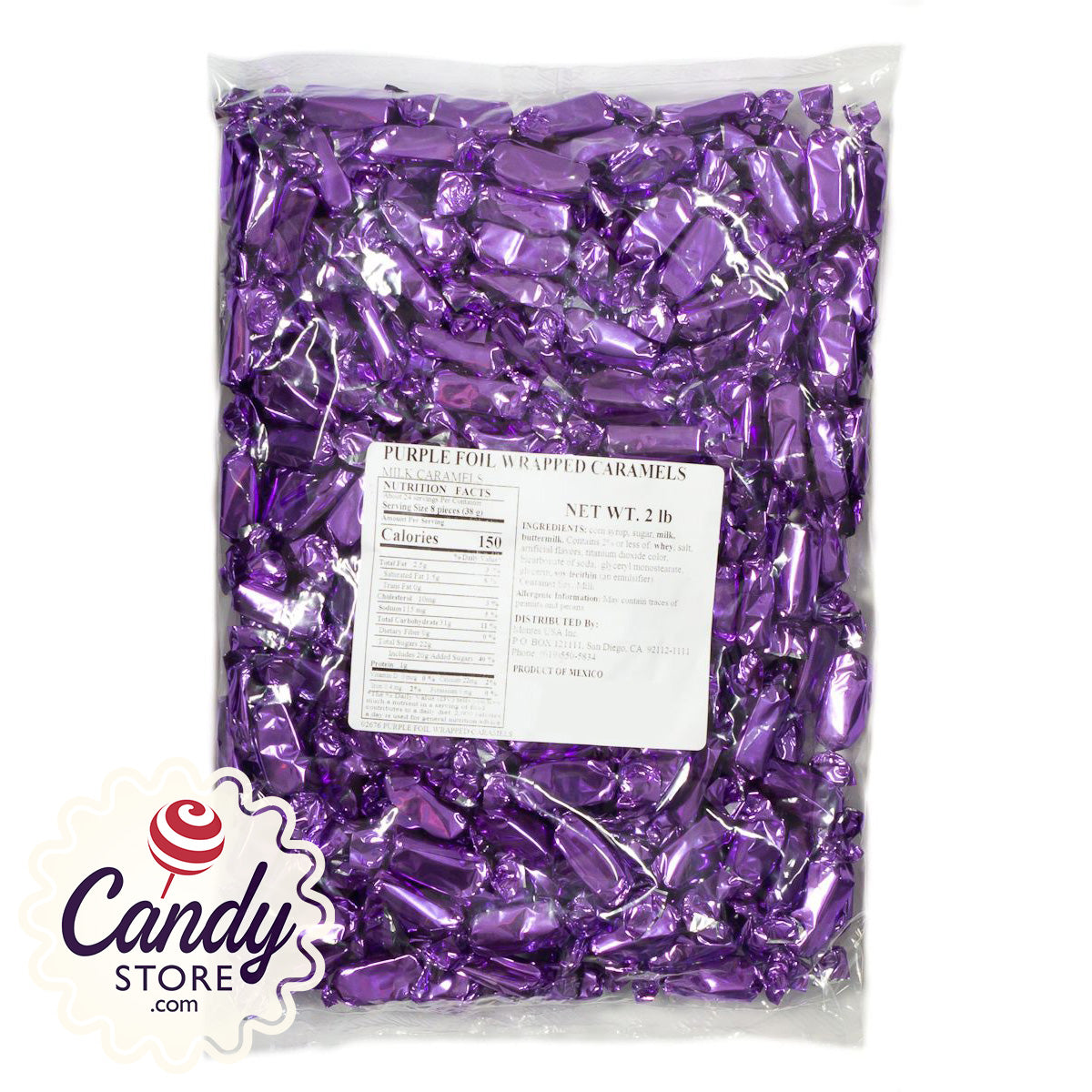 Purple Foil Caramels Candy - 2lb Bulk | CandyStore.com