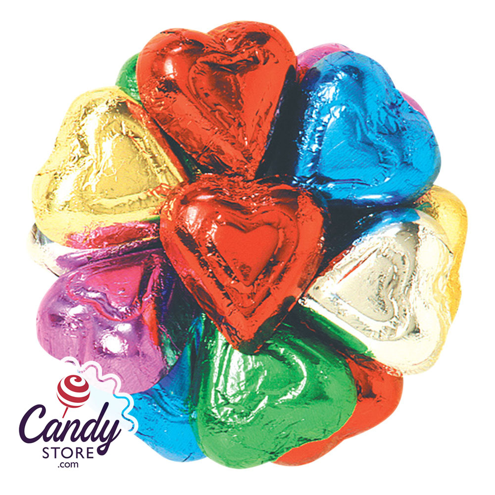 Rainbow Milk Chocolate Hearts Madelaine 5lb Bulk - CandyStore.com