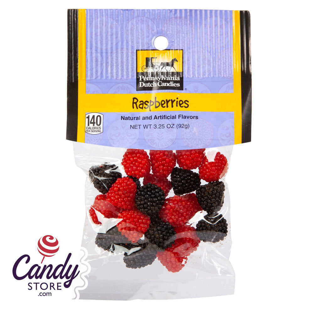 Raspberries Clear Window Peg Bags 3.25oz 12ct - CandyStore.com